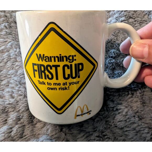 McDonald's | Other | Vintage Mcdonalds Coffee Mug Warning First Cup ...